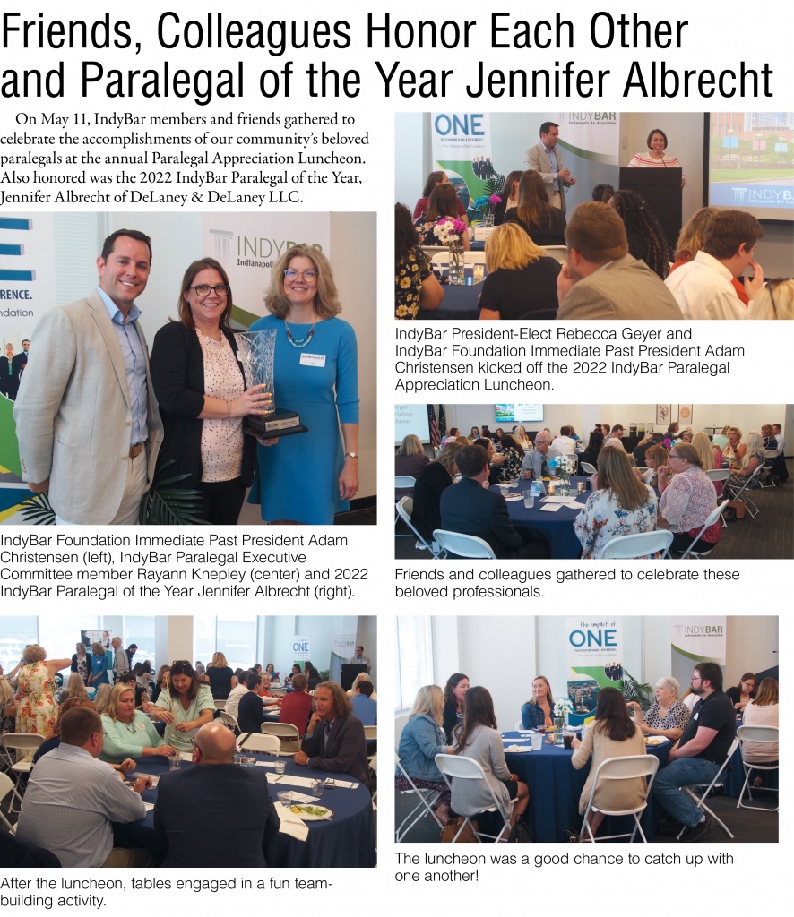 IndyBar: Friends, Colleagues Honor Each Other and Paralegal of the Year ...